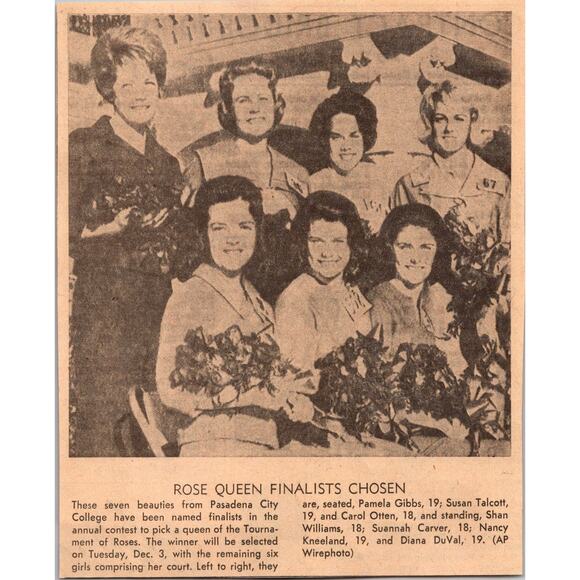 None | Other | Rose Queen Finalists Chosen Ap Wirephoto 963 Oshkosh Wi ...